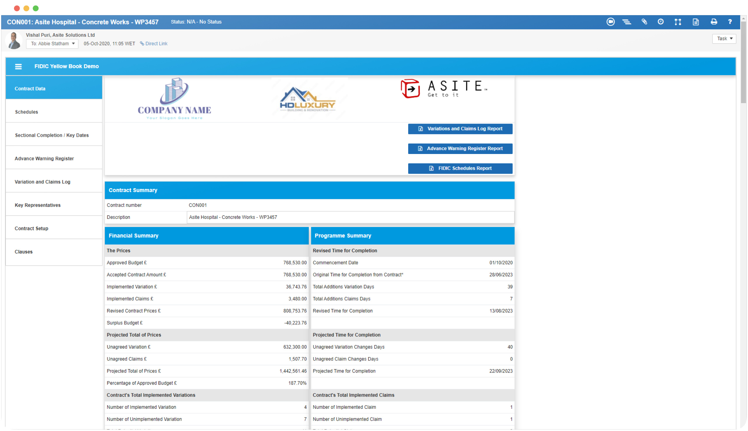 Asite for Construction Contract Management